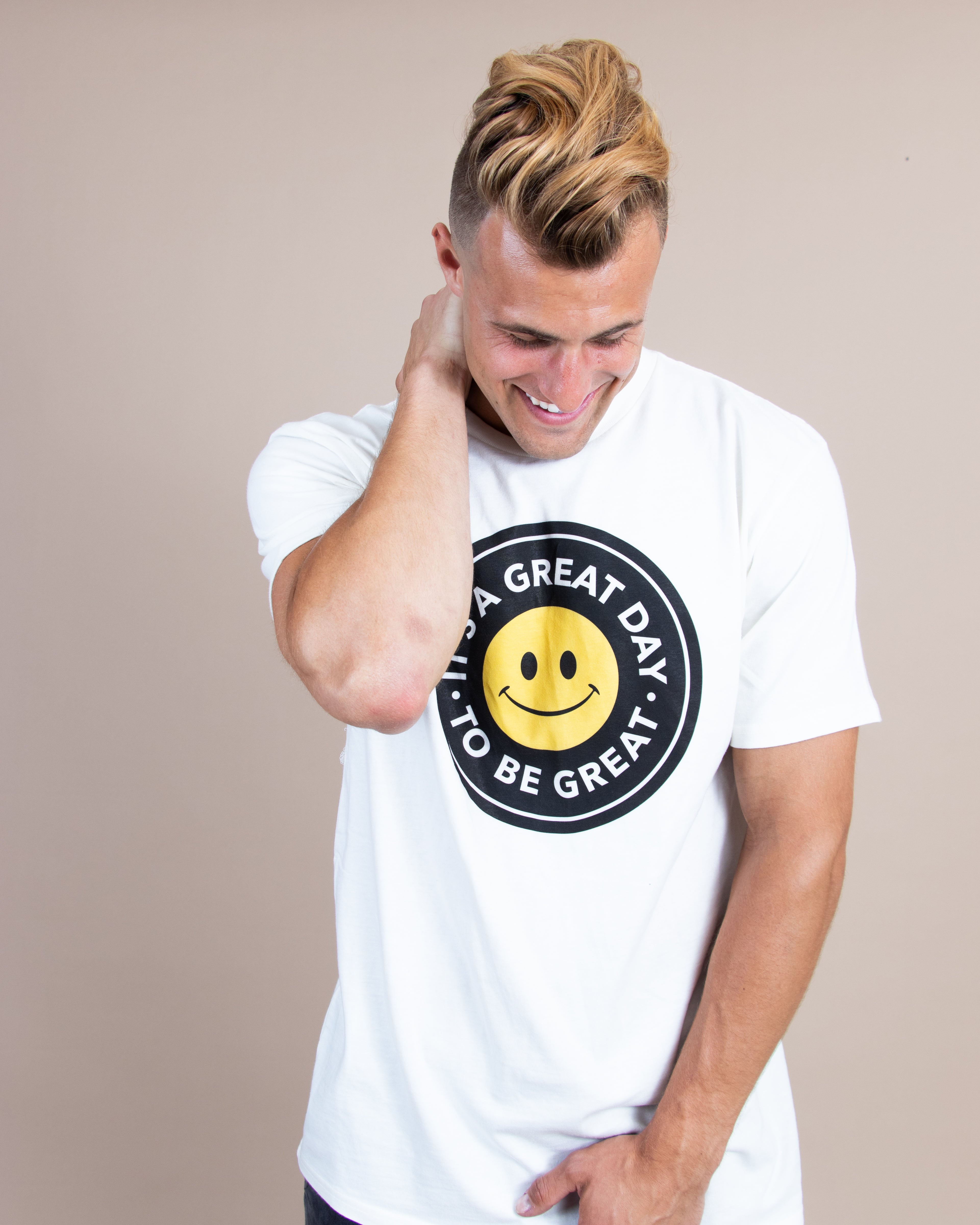 IT'S A GREAT DAY TO BE GREAT White T Shirt – Mitchell Eason
